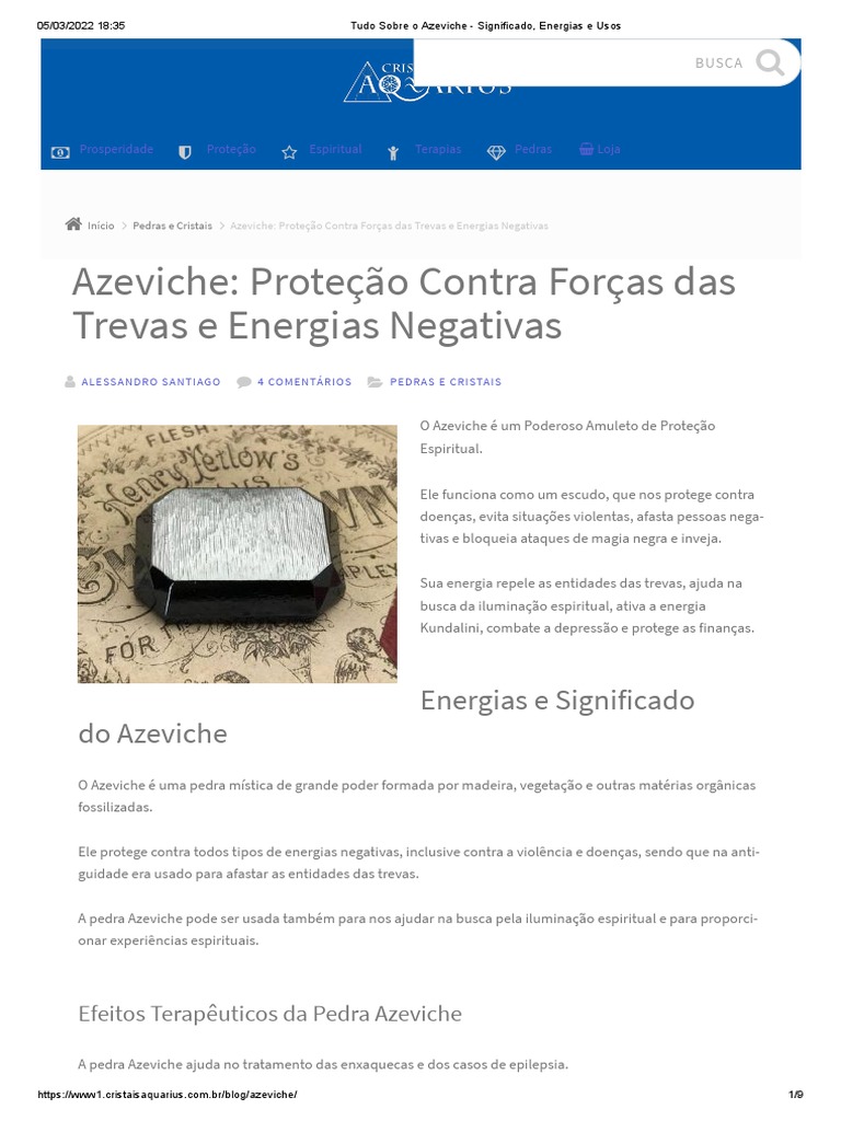 Tudo Sobre o Azeviche - Significado, Energias e Usos | PDF | Autoajuda