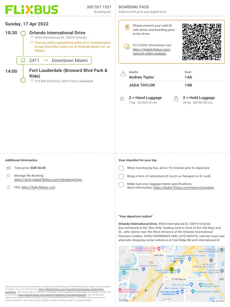 FLIX Ticket 3005371321 | Download Free PDF | Bus | Transport