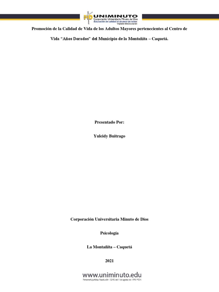 Informe Proyecto Practica Profesional Yuleidy | PDF | Vejez | Adultos