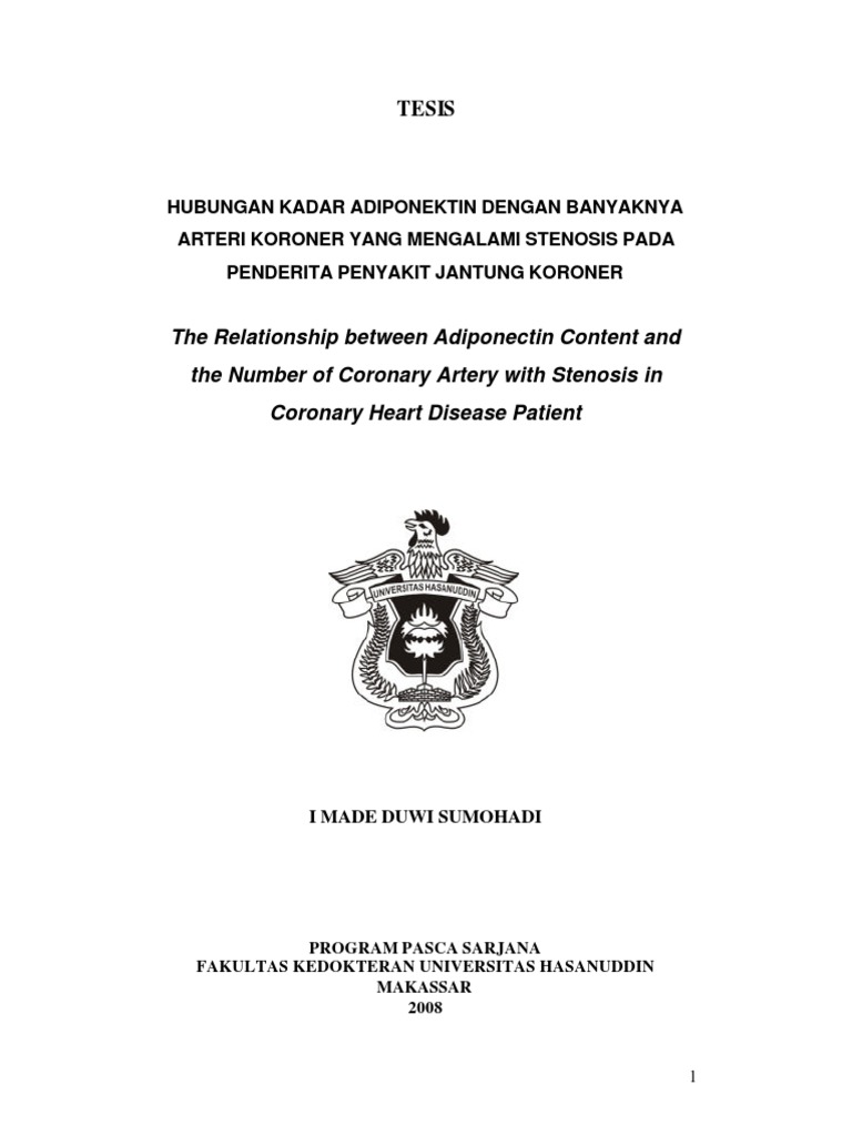 The Relationship Between Adiponectin Content and The Number of Coronary ...