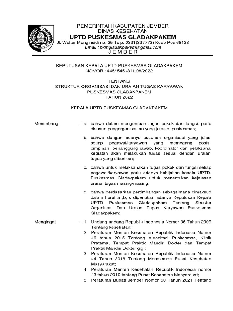 SK Struktur Organisasi PKM 2022 (16 April 22) | PDF | Bisnis