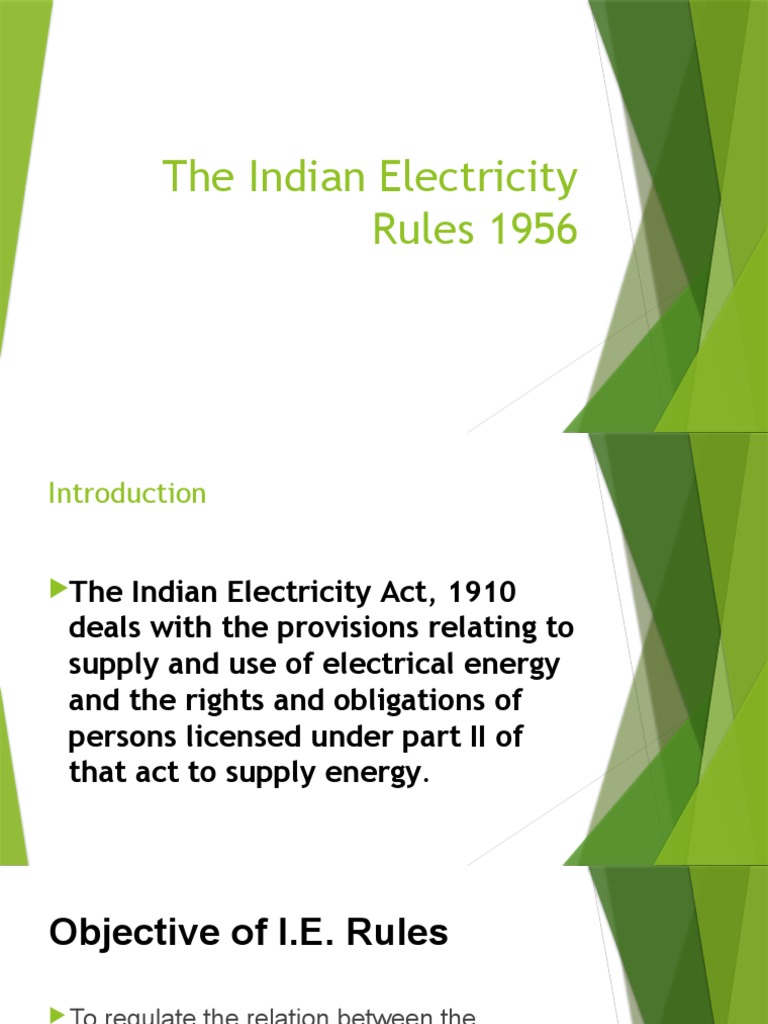 The Indian Electricity Rules 1956 | PDF