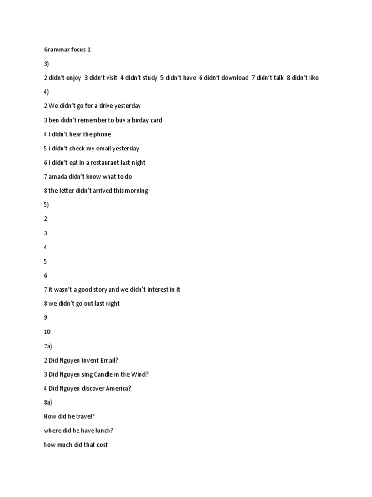 Grammar Focus 1 | PDF