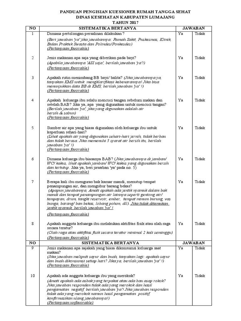 Form Phbs Rumah Tangga RTS | PDF