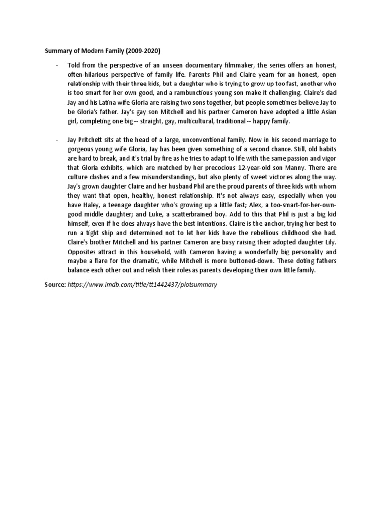 Summary of Modern Family | PDF