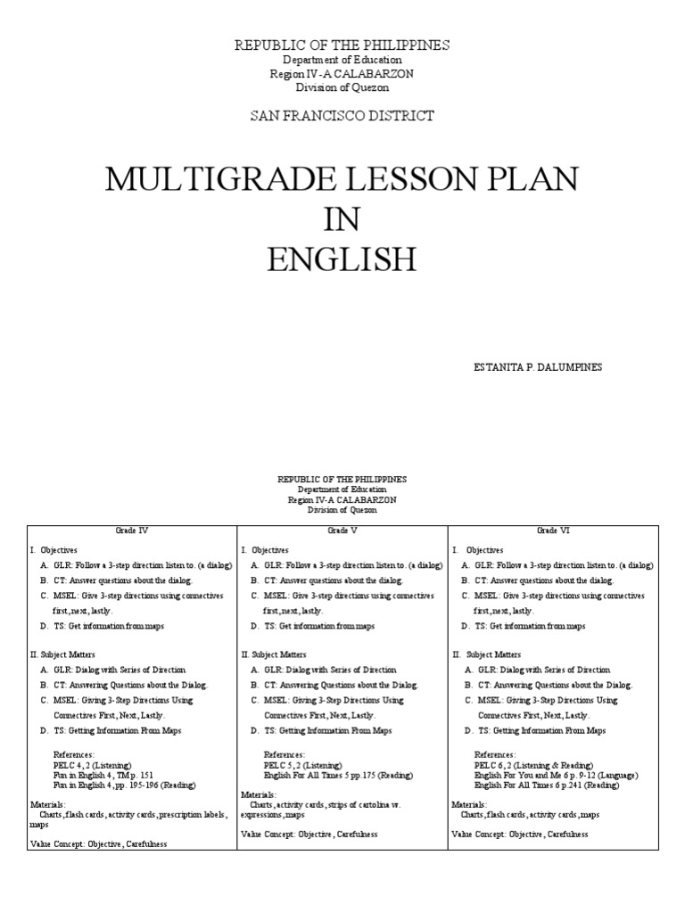 Multigrade Lesson Plan | PDF
