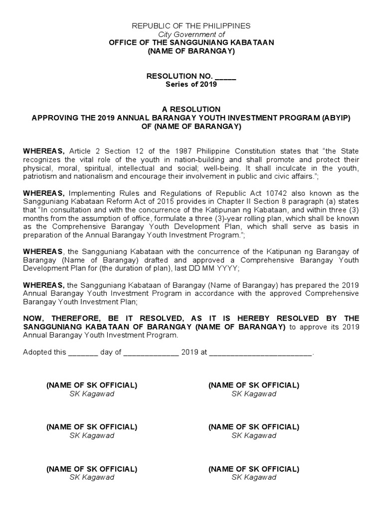 Resolution Approving ABYIP | PDF | Justice | Crime & Violence