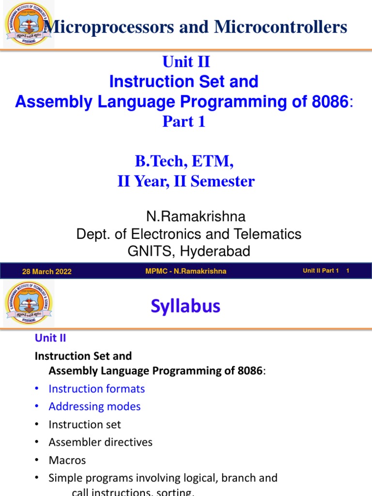 Mpmc Unit 2 Programming Part1 Pdf Assembly Language Office Equipment 