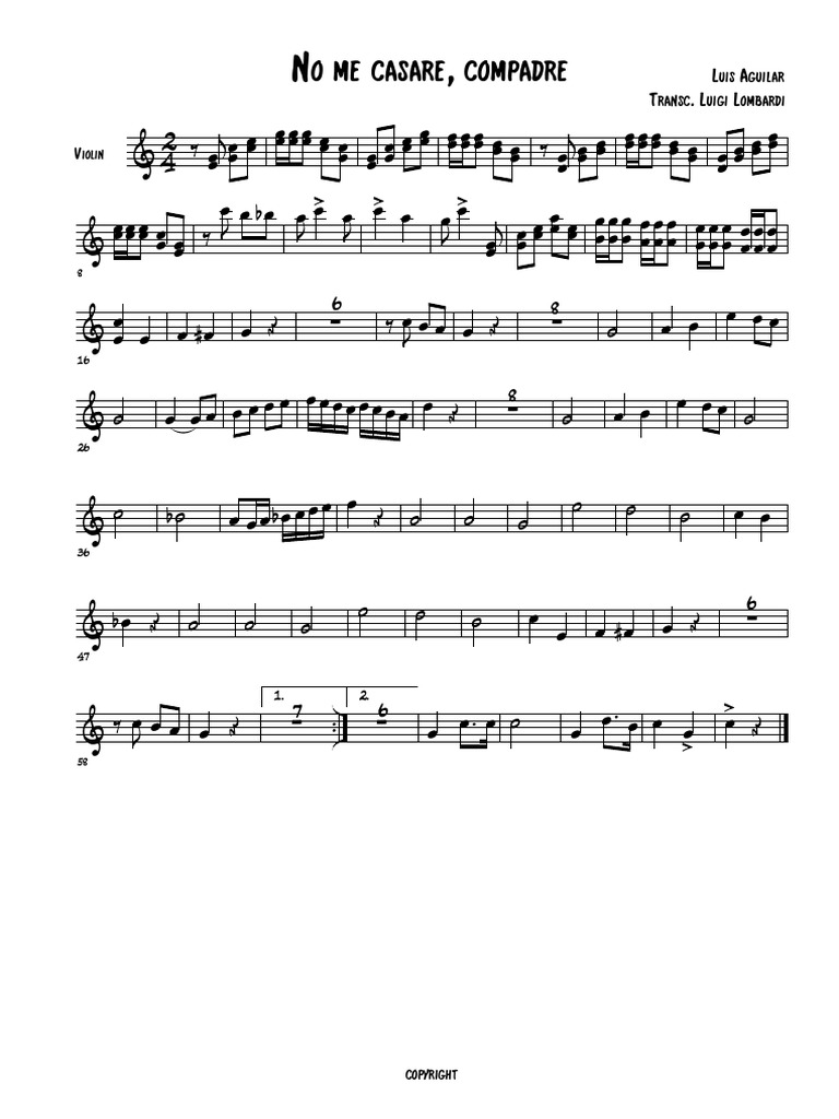 No Me Casaré - Violin | PDF
