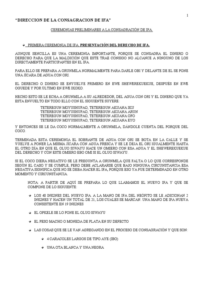 Direccion de La Consagracion de Ifa1 | PDF | Creencia religiosa y ...