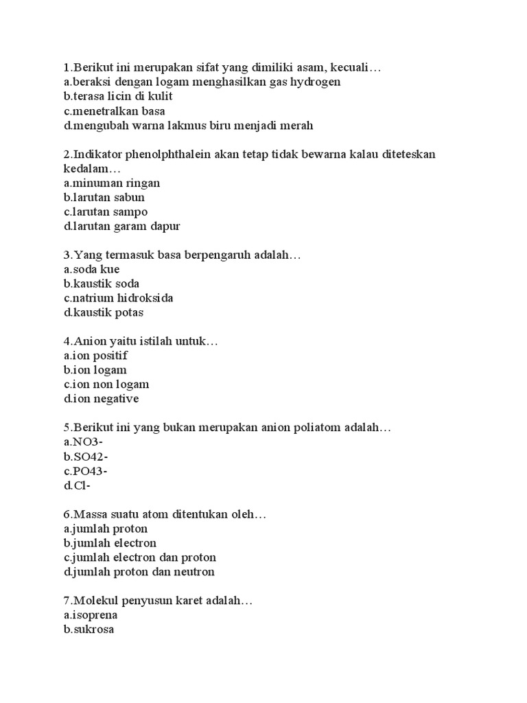 Soal Ipa Kimia SMP | PDF