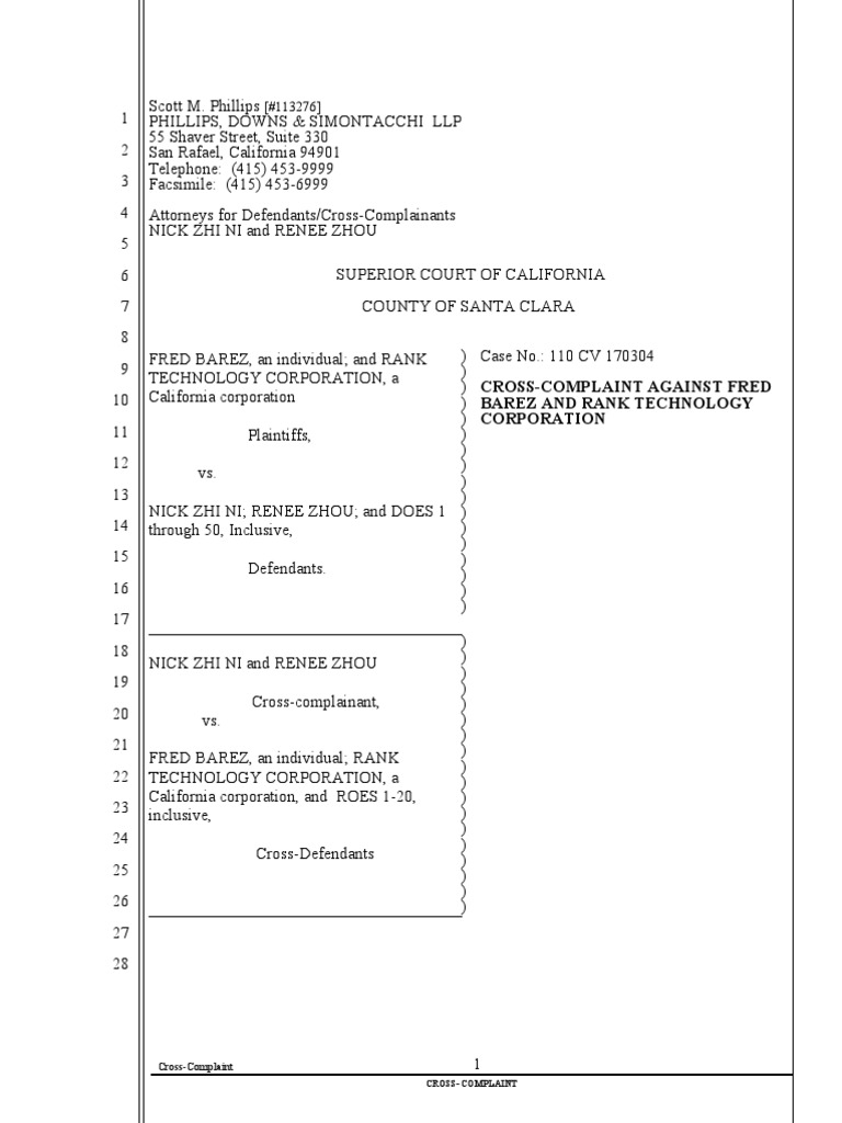 Cross Complaint | Lease | Damages