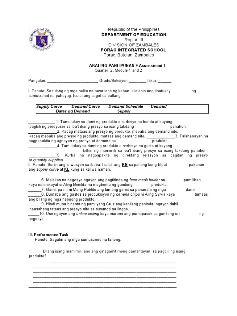 AP9 Q2 Assessment1 | PDF