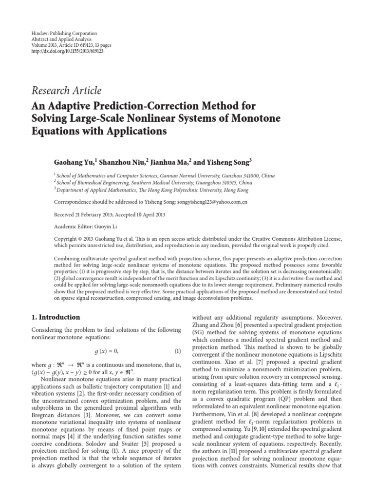 An Adaptive Prediction Correction Method For Solving Large Scale Nonlinear Systems Of Monotone