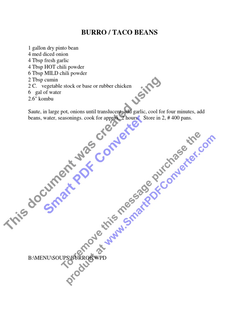 Burro / Taco Beans | PDF | Eating Behaviors Of Humans | Western Cuisine