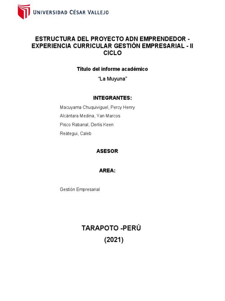 Estructura Del Proyecto ADN EMPRENDEDOR-1 | PDF