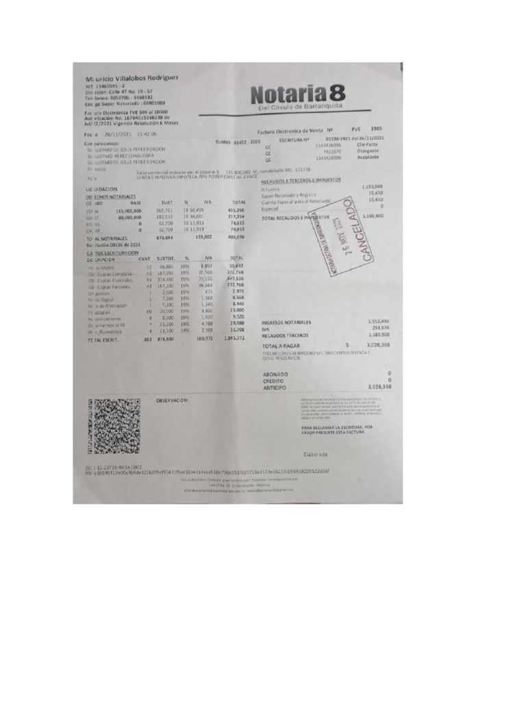 Factura de Notaria | PDF