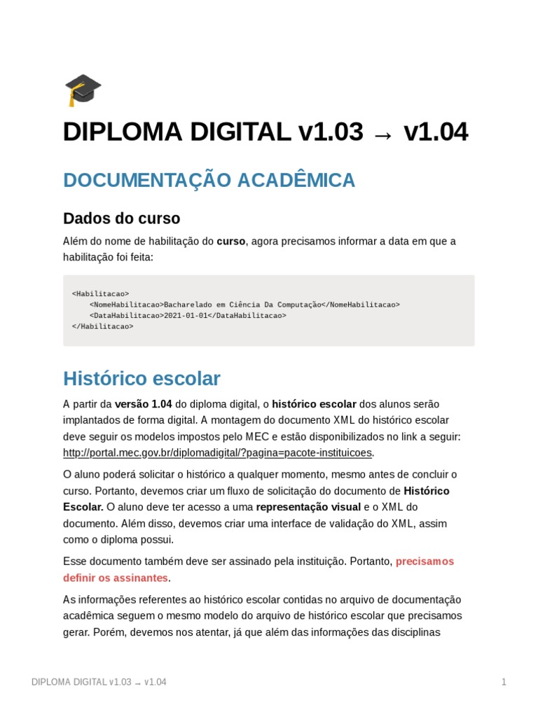 Diploma Digital v1.04 | PDF | Informação | XML