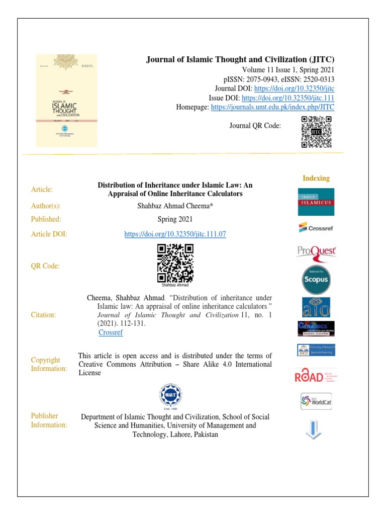 Distribution of Inheritance Under Islamic Law: An Appraisal of Online ...