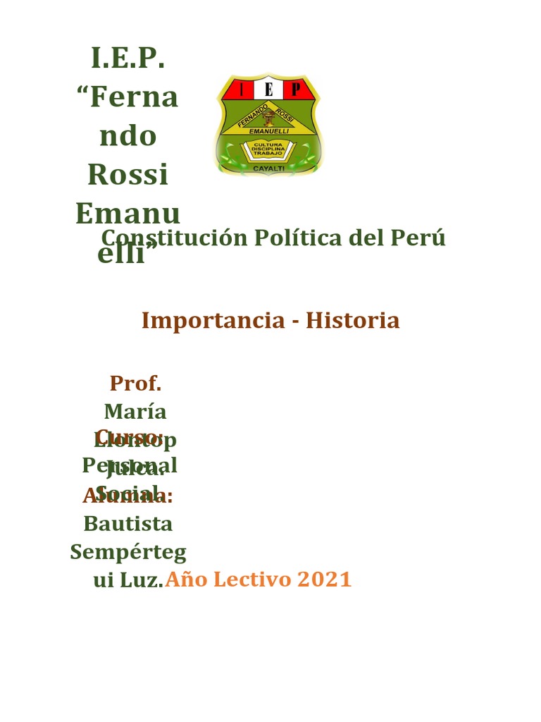 La Constitución Politica Del Perú | PDF | Constitución | Gobierno