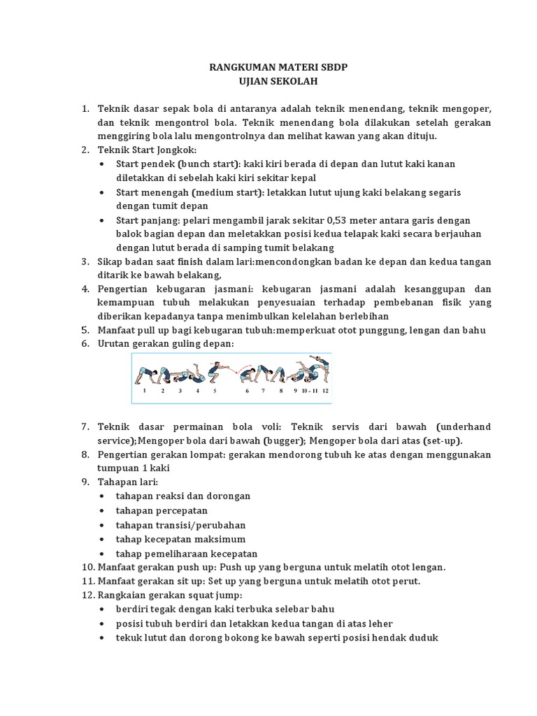 Rangkuman Materi PJOK Kelas 6 SD | PDF