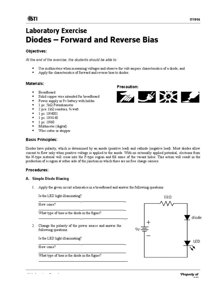Diodes - Forward and Reverse Bias: Laboratory Exercise | PDF | Diode | Anode