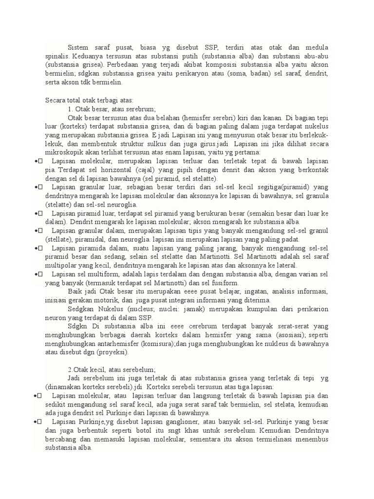 Penjelasan Histologi Sistem Saraf Pusat | PDF