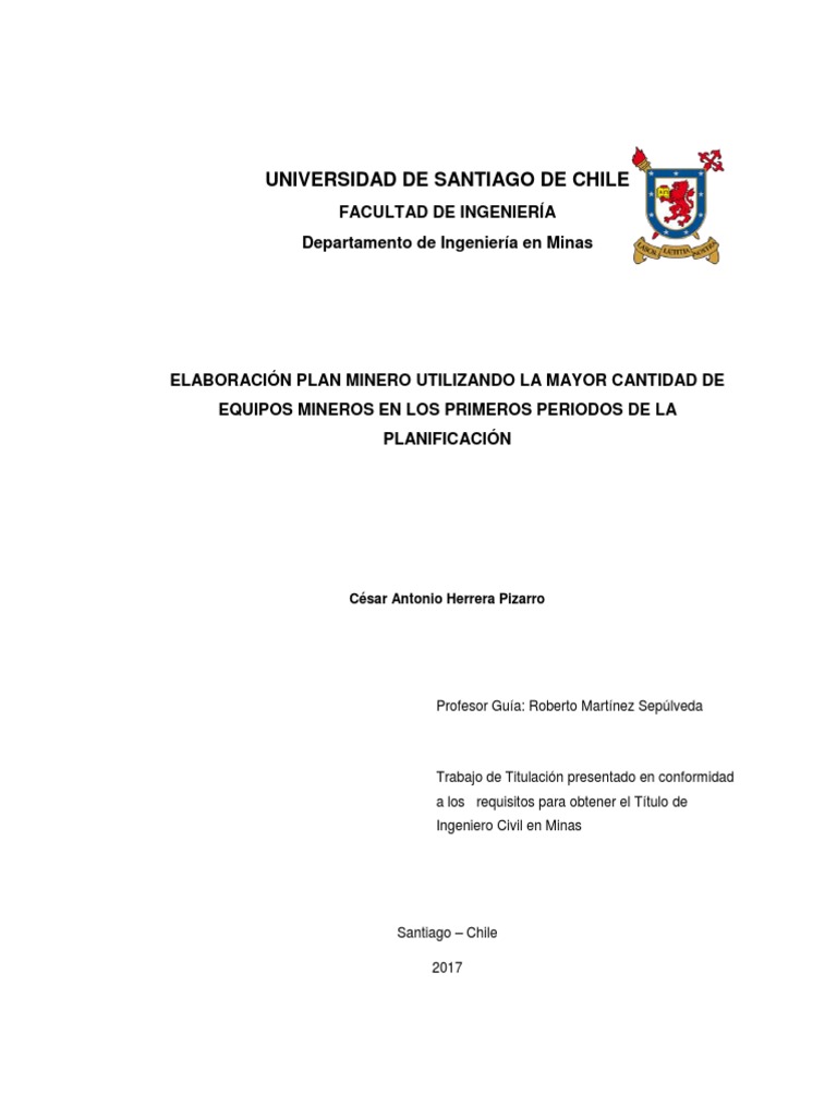 Elaboración Plan Minero Utilizando La Mayor Cantidad de Equipos Mineros ...