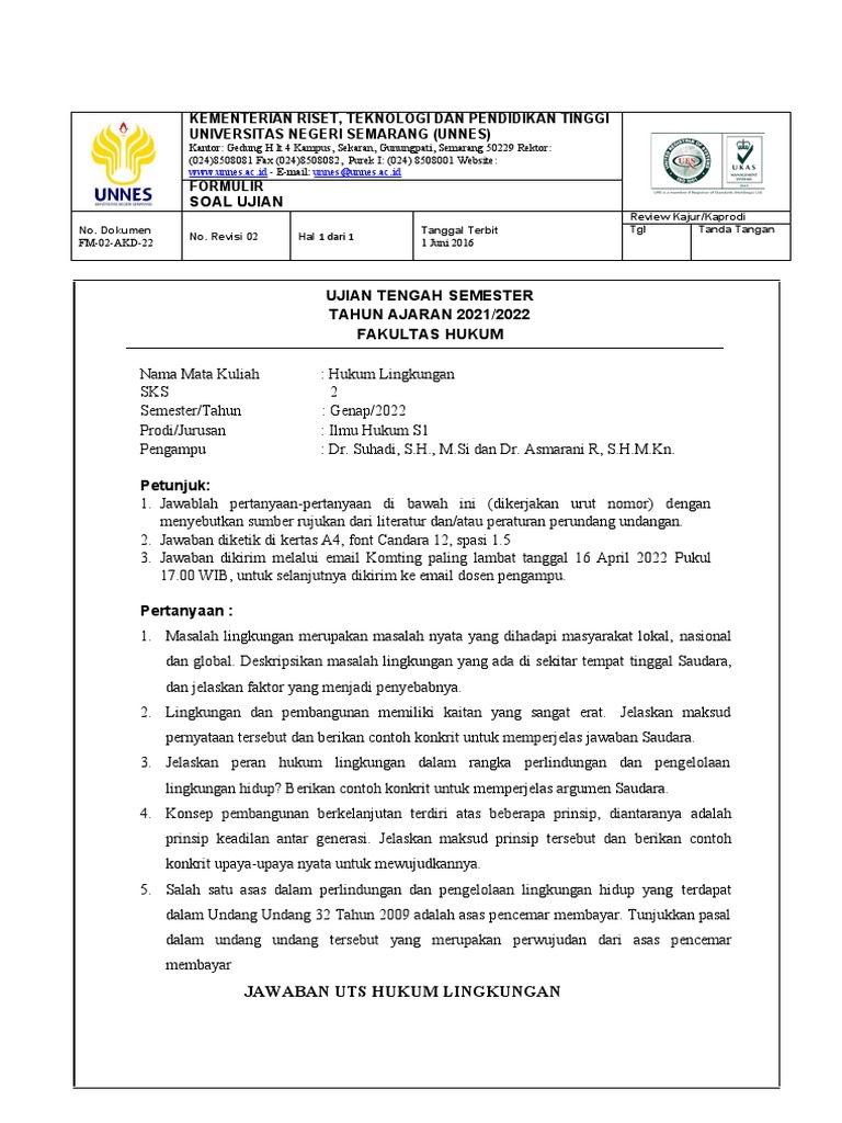 2022 Uts Hukum Lingkungan Pdf