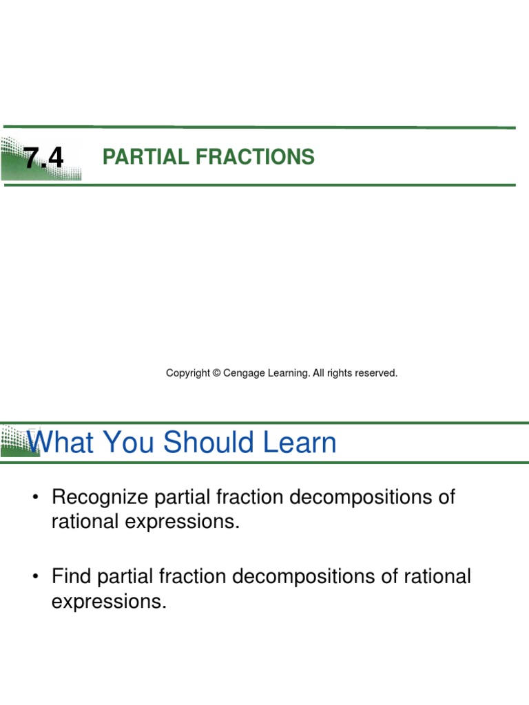 7 - 4 Partial Fractions | PDF | Applied Mathematics | Equations