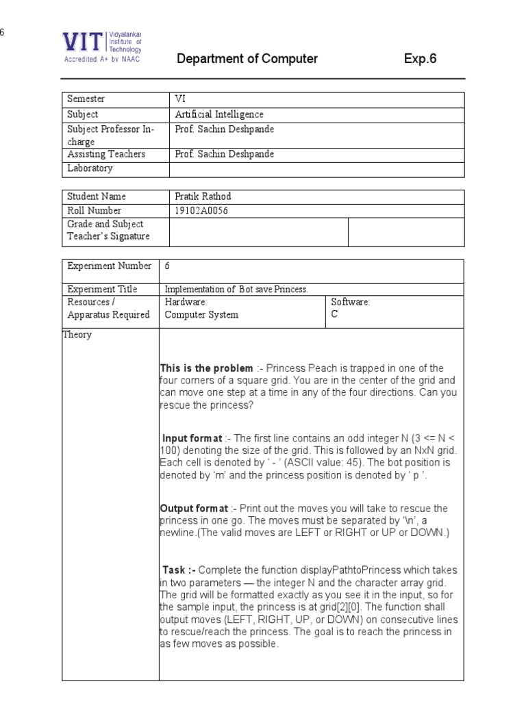 AI Bot Pathfinding to Save Princess | PDF | Artificial Intelligence ...