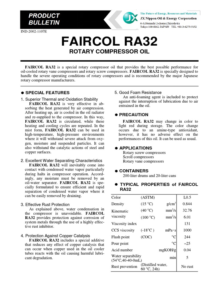 Faircol Ra32 MSDS Oli | PDF | Water | Building Engineering
