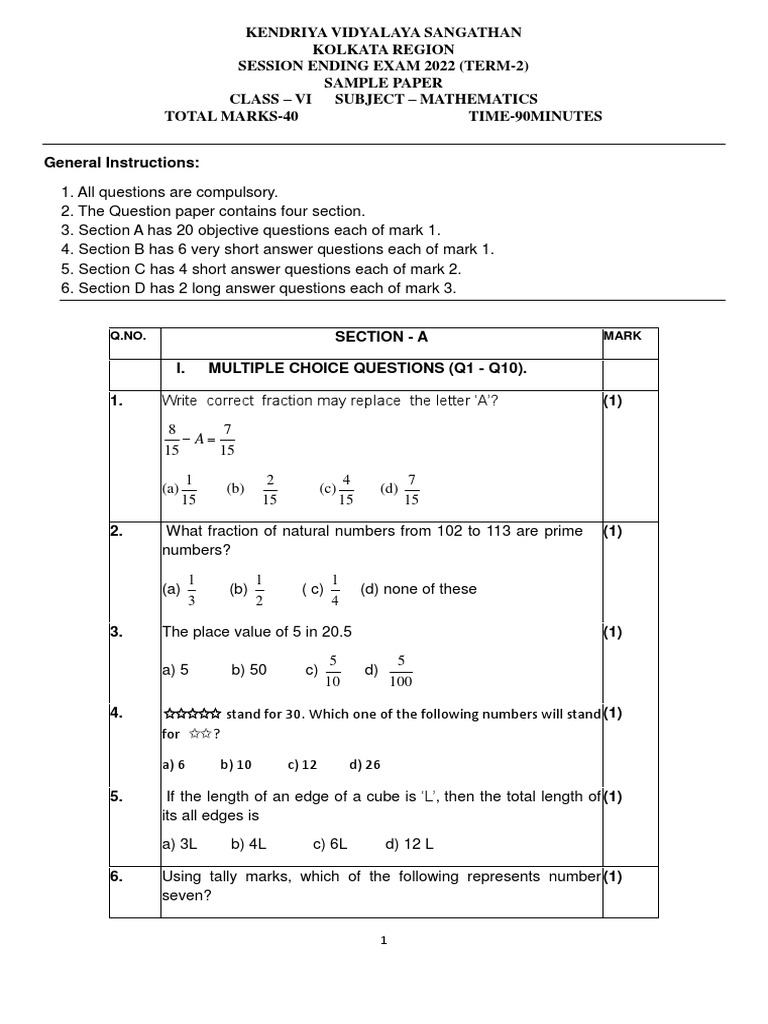 6 Maths SQP 5 | Download Free PDF | Area | Mathematics