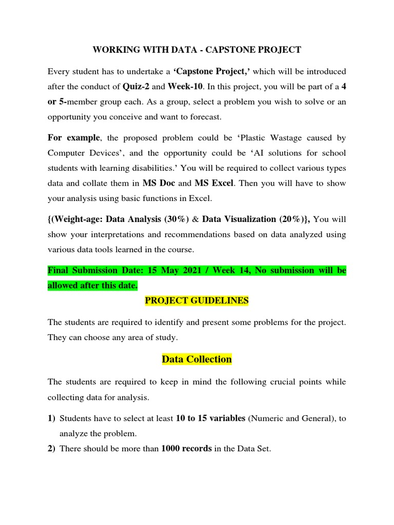 WWD - Capstone Project Guidelines | PDF | Data Analysis | Data
