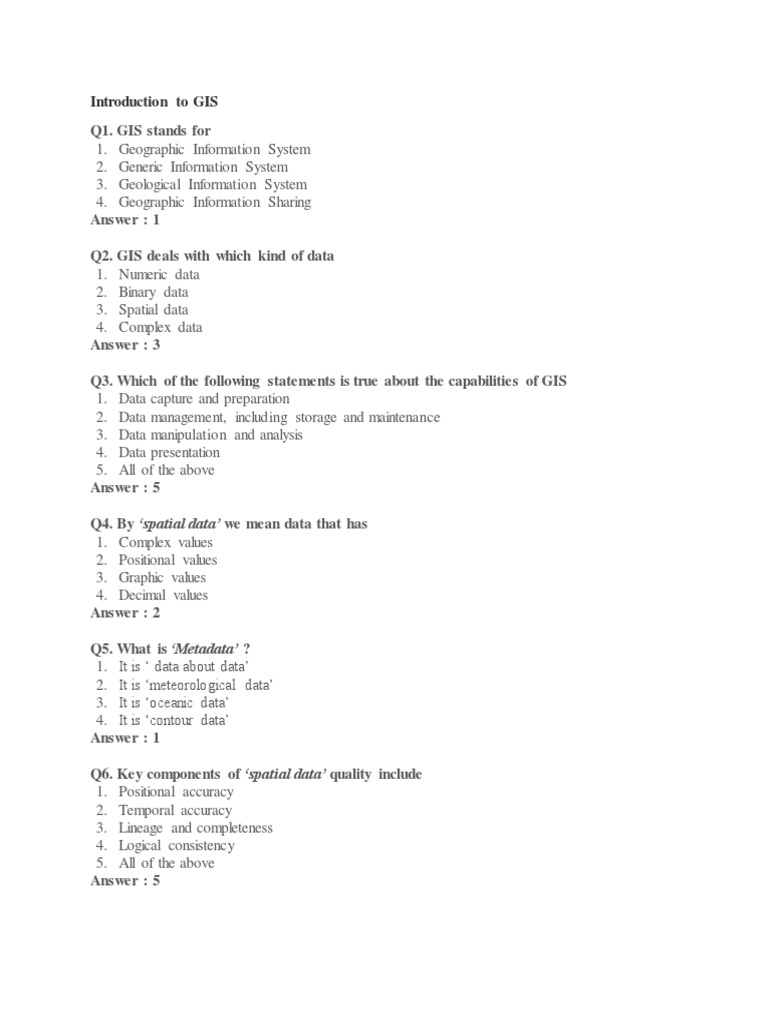 Tybsc It Sem 6 Gis MCQ | PDF | Databases | Geographic Information System