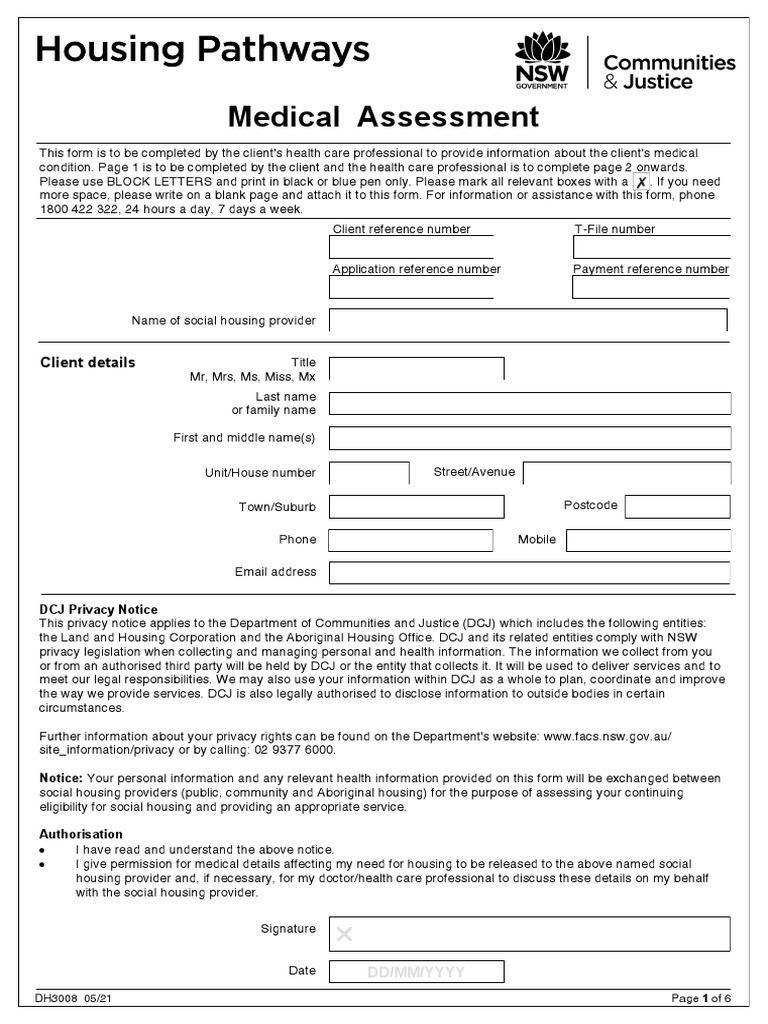 Medical Assessment Form DH3008 0521 | PDF | Health Professional | Privacy