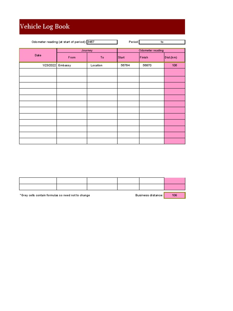 Business Vehicle Log Book | PDF