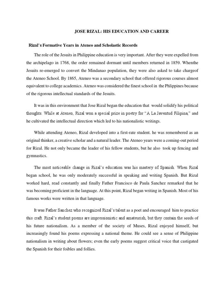 Jose Rizal His Education and Career | PDF | University | Philippines