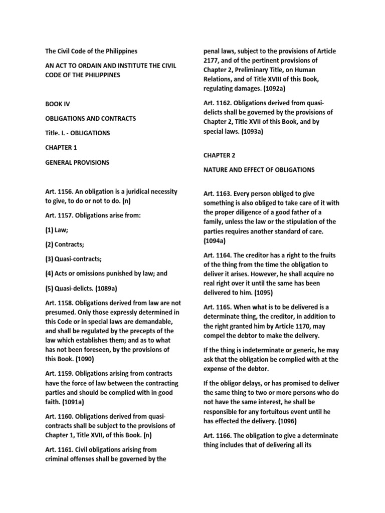 The Civil Code of The Philippines | PDF | Law Of Obligations | Government