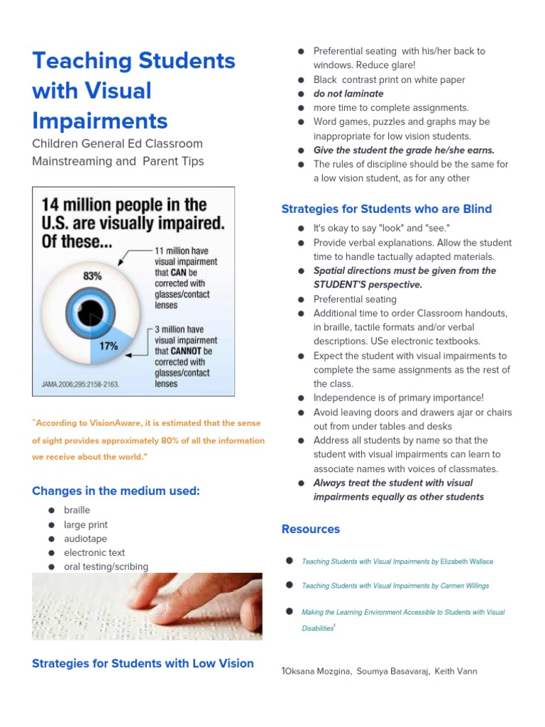 Teaching Students With Visual Impairments | PDF | Visual Impairment ...