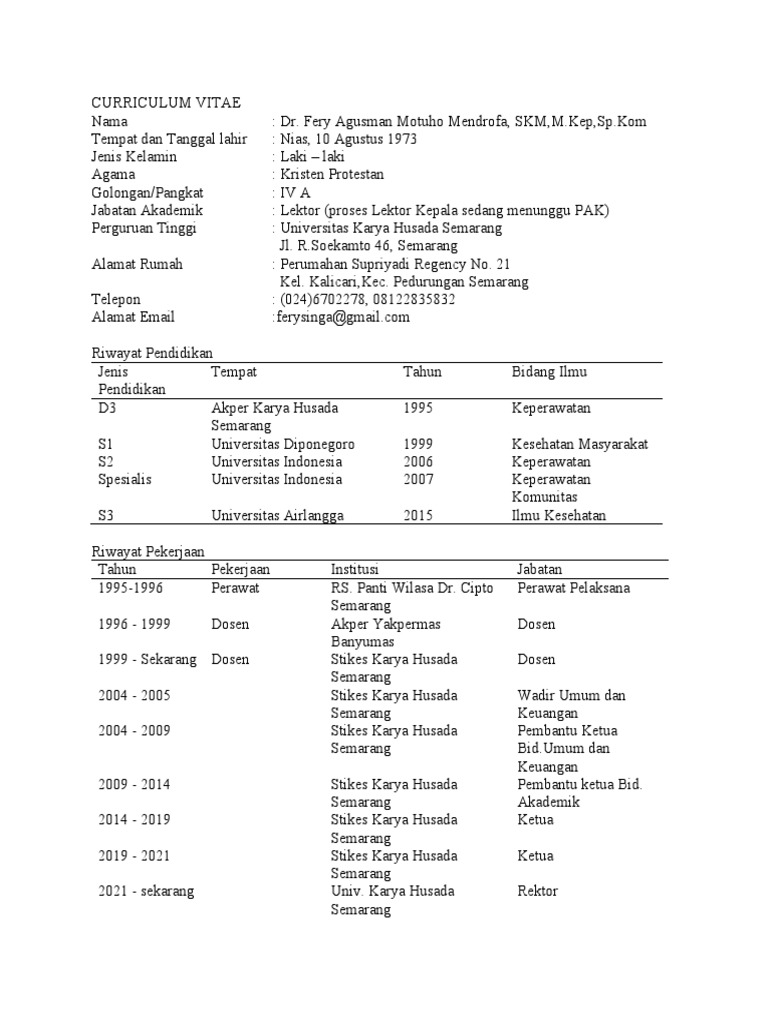 CV Fery Mendrofa | PDF