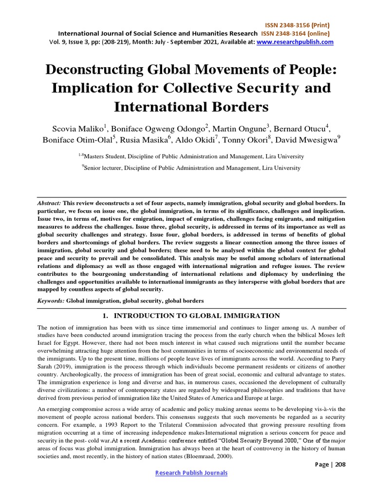 Deconstructing Global Movements of People: Implication For Collective ...