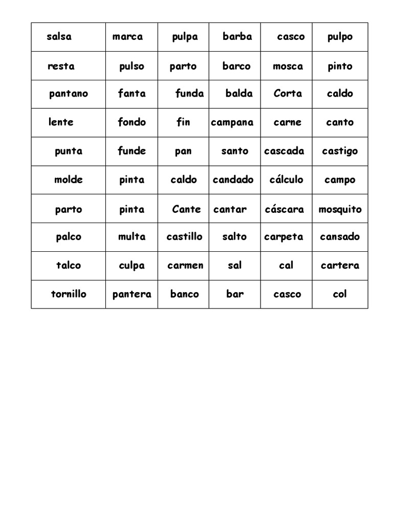 Palabras Silabas Mixtas Comic | PDF