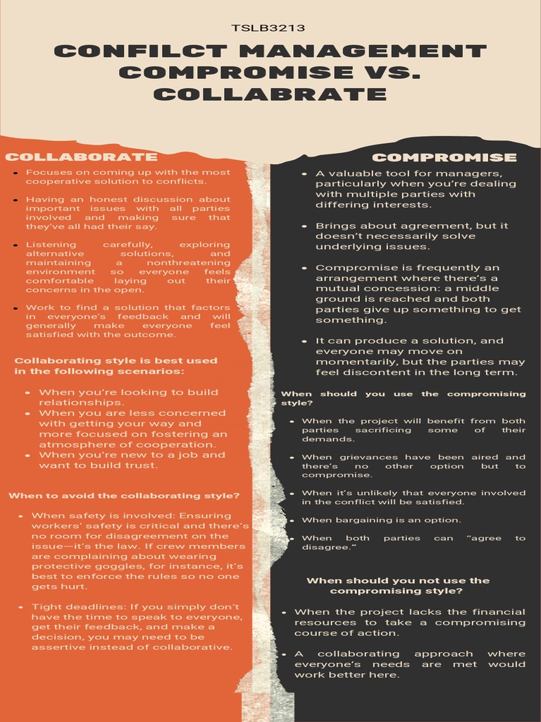 Conflict Management: COMPROMISE VS. COLLARORATE | PDF | Social ...