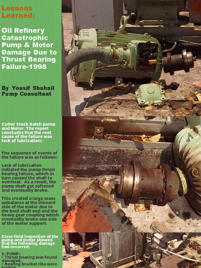 Lesson Learned: Refinery Catastrophic Motor & Pump Failure | PDF ...