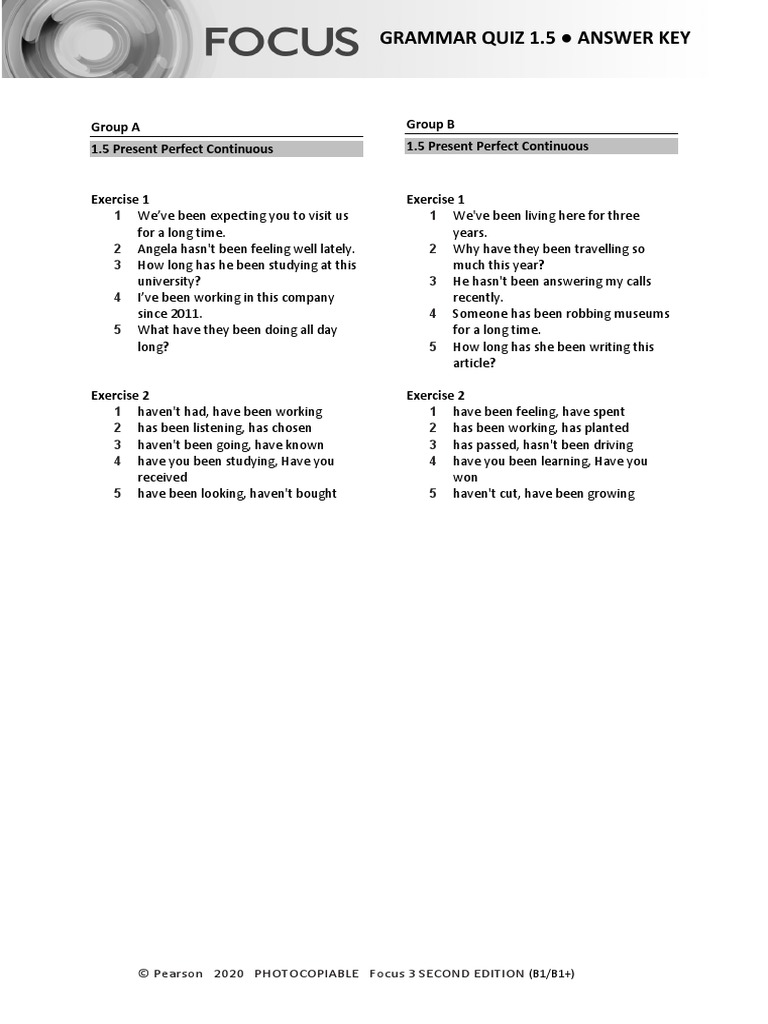 Grammar Quiz 1.5 Answer Key | PDF | Language Arts & Discipline