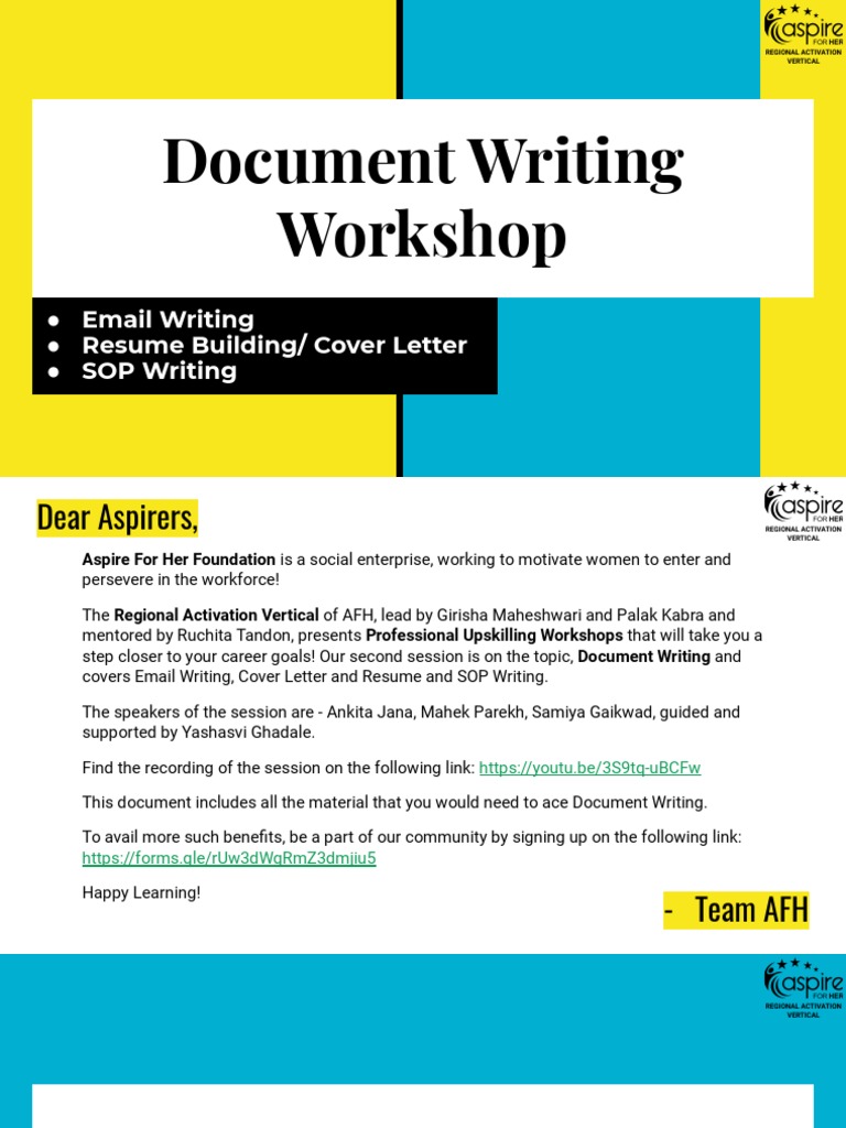 Document Writing Workshop | PDF | Résumé | Communication