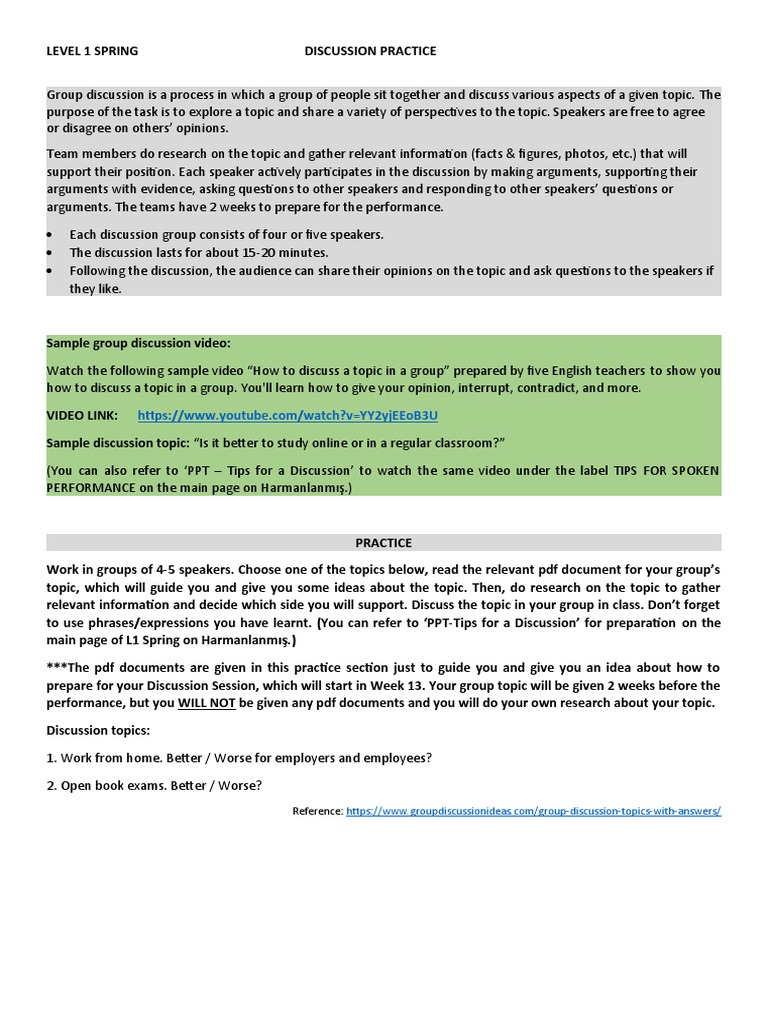 Handout - Discussion Practice | Download Free PDF | Human Communication ...