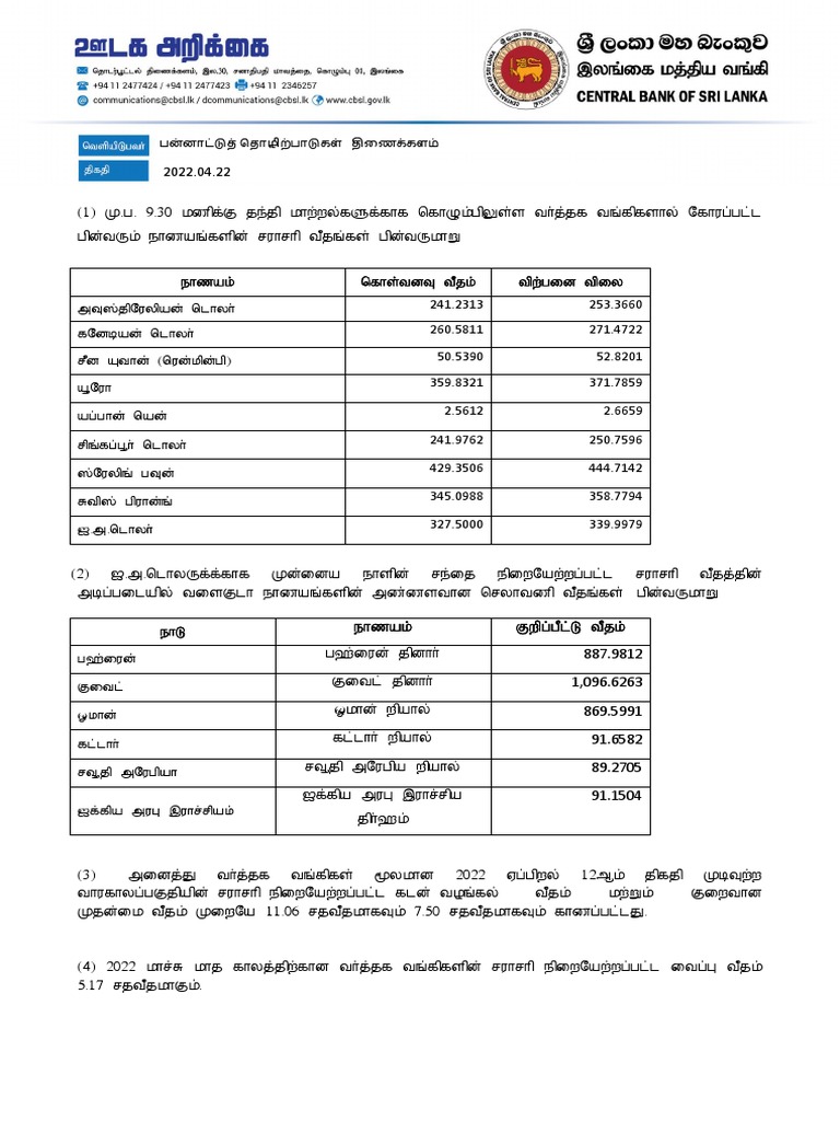 TT Rates As at 22.04.2022 - (T) | PDF