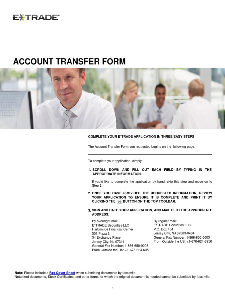 Account Transfer Form: Fax Cover Sheet | PDF | Individual Retirement ...